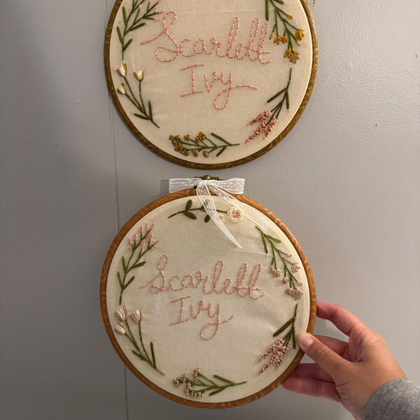 Custom Name Embroidery Hoop, Embroidery Hoop Art, Baby Name ...