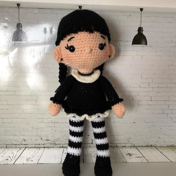 Crochet Pattern Merlina Wednesday Addams Amigurumi PDF Tutorial - Etsy