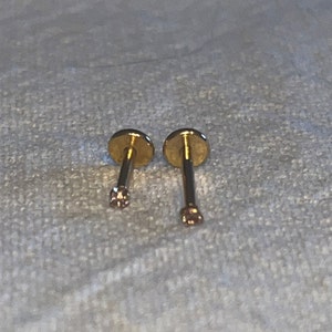 NEW 16G/18G/20G Tiny Sparkly Golden Honey CZ Threadless Push Pin Labret ...