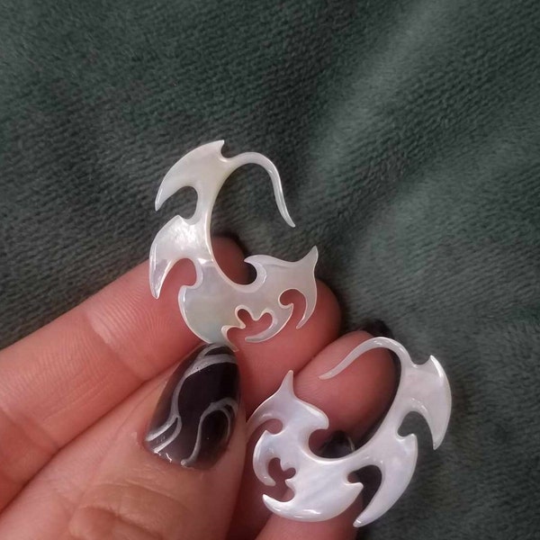 224 A Pair of Unique Organic Buffalo Horn Plugs With Bone Eight 8 Ball ...