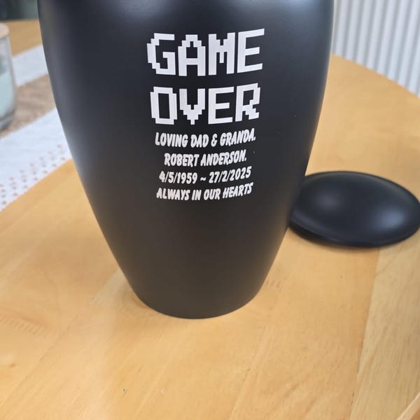 Game Over Cremation Urn for Ashes - Funeral Urn for Human - Urn for ...