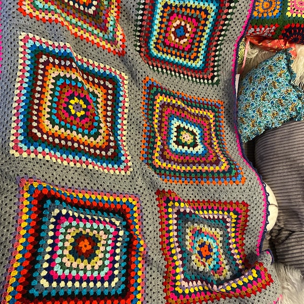 Large Pretty French New Folk Art Crochet Afghan Blanket, NORVEGE, 6090 ...
