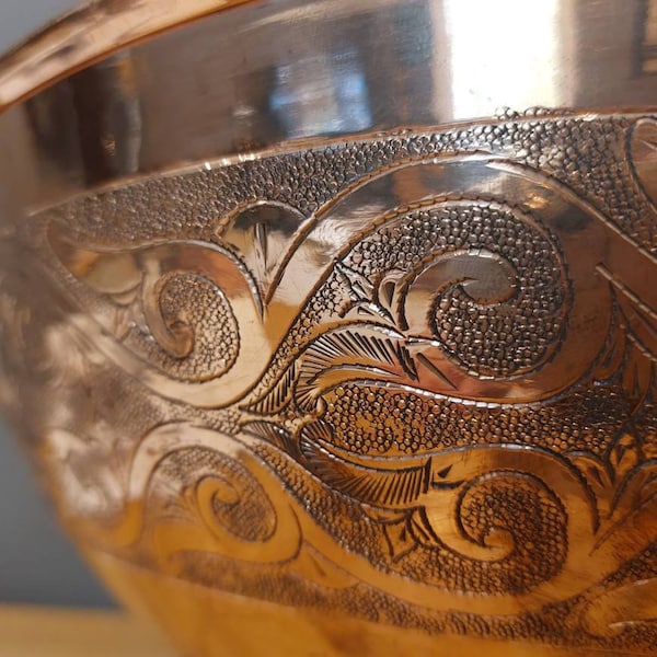 Copper Vessel Sink Engraved Basin Solid Bathroom Vessel Vanity, Counter ...