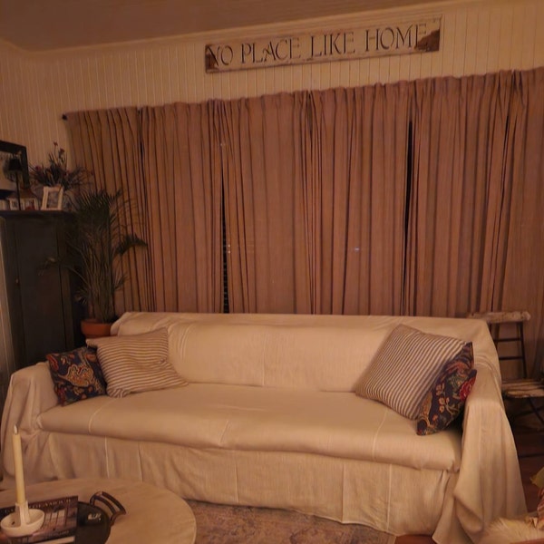 Antique White Linen Slipcover- Linen Couch Cover - Linen Drop Cloth ...