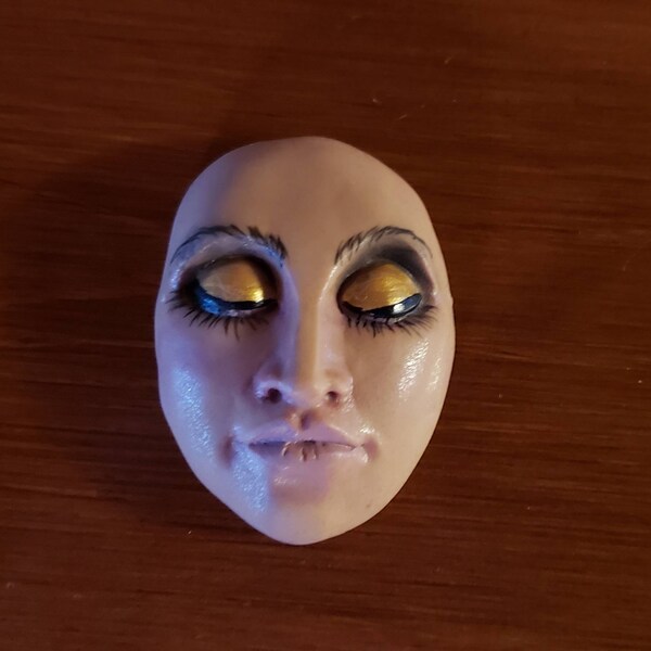 Tiny Round Vintage / Folk Art Style Child Doll Face Cabochons, Polymer ...