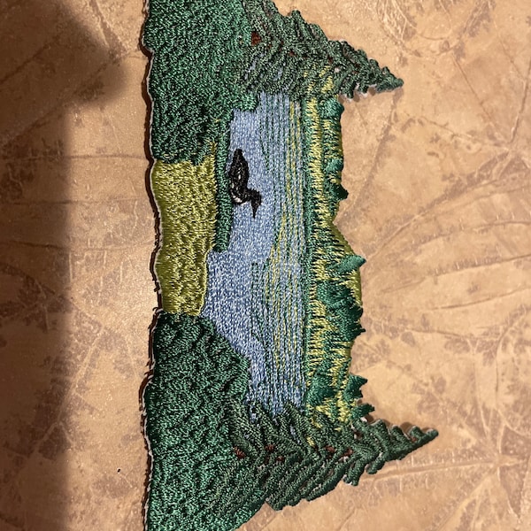 Lake Scene With Loon and Forest Embroidered Iron on Patch - Etsy