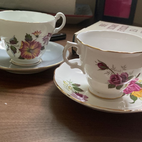 Vintage Mismatched Teacup and Saucer Set: English China, Alice in ...