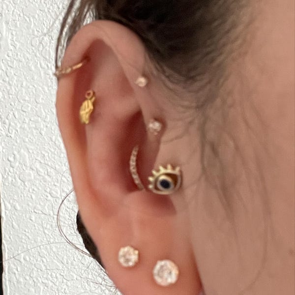 16G Dangle Cartilage Earring Stud/hidden Helix Piercing/conch Piercing/curved Bar Piercing ...