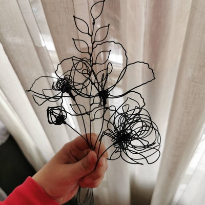3D Wire Large Flowers / Handmade Delicate & Minimalistic Wire Art ...