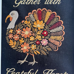 Floral Turkey Embroidery Design | Thanksgiving Machine Embroidery ...