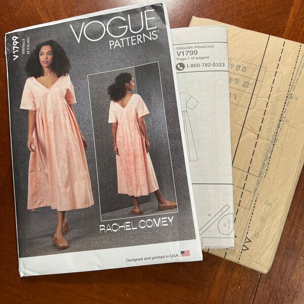 Uncut Vogue Sewing Pattern 1799 Women's Dress, Pullover Dress, Loose ...