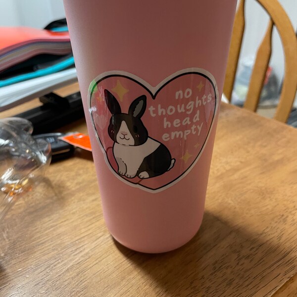 No Thoughts Head Empty Bunny Vinyl Sticker | Cute Meme Sticker | Laptop ...