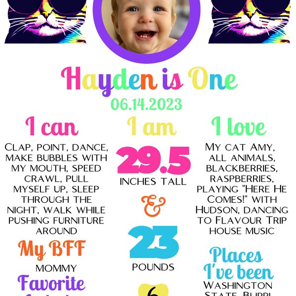Chalkboard 1st Birthday Sign Pastel First Birthday Milestone Board With ...