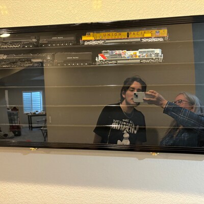 HO Scale Train Display Case Model Train Car Wall Cabinet Shelf Rack W ...