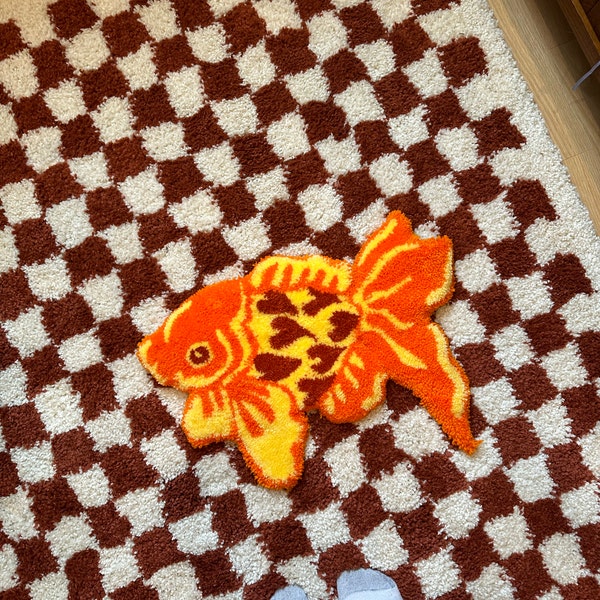 Thermal Footprint Tufted Rug, Rug Art, Punch Needle Pastel Rainbow Foot ...