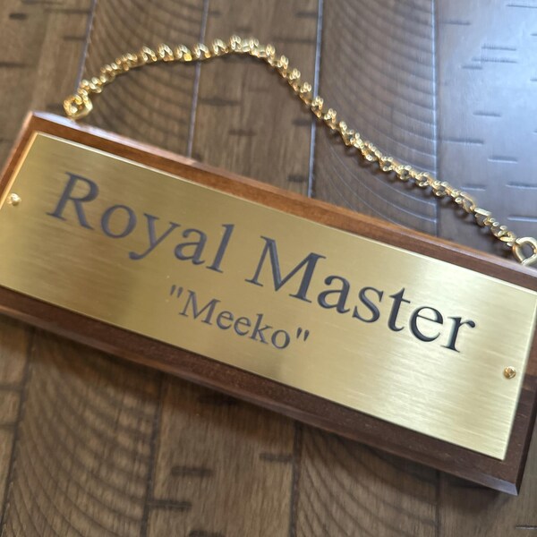 Horse Stall Name Plate With Chain- Solid Brass and Wood- Personalized ...