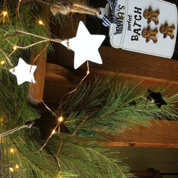3/5 Large White Clay Embossed Stars, Large Tree Ornaments, Wall Hanging ...