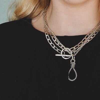 Hangmans Noose Silver Necklace & Pendent Emo Goth Cool Fashion Rock ...