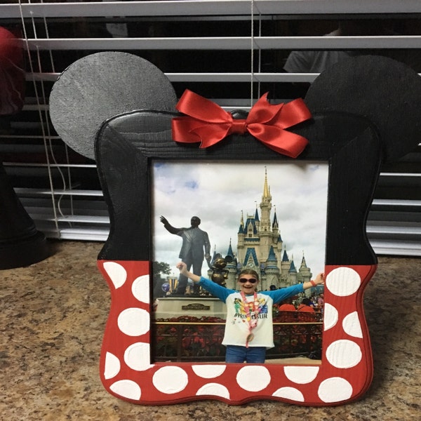 Minnie Mouse Inspired Wood Picture Frame, 5x7 or 4x6 Picture Frame ...