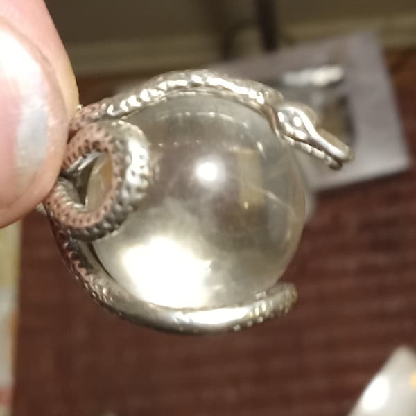 Crystal Snake Orb Pendant Snake Necklace Orb Necklace Gemstone Orb ...
