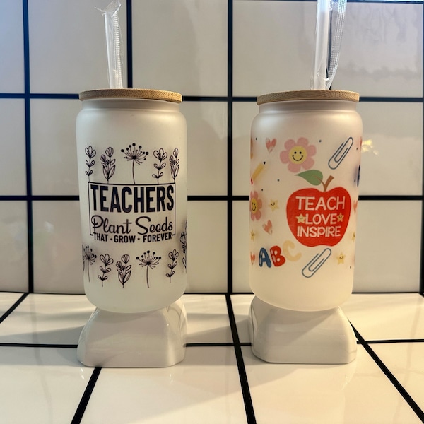 20 Teacher Glass Can Wrap Bundle, 16oz & 20oz Teacher Libbey Glass Svg ...