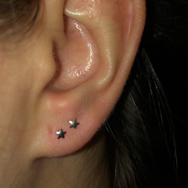 1 Pair Mini Star 925 Sterling Silver Studs Very Tiny Star Silver ...