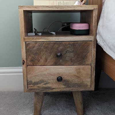 Real Wood Floating Bedside Table Oak Floating Nightstand Wall Mount ...