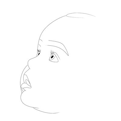 Side Profile Drawing With Birth Flower Custom Portrait Outline - Etsy