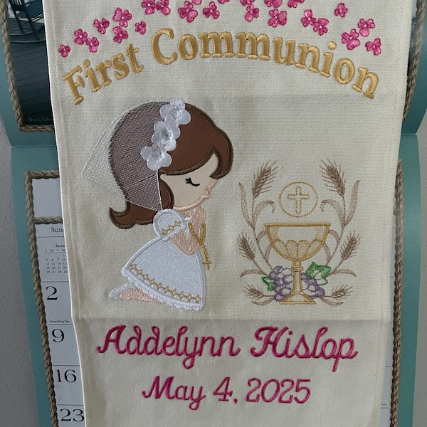 Holy Communion Banner, Personalized First Communion Sign, Embroidered ...