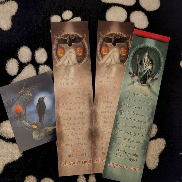 Yule Postcard, White Wolf Christmas Postcard, Winter Solstice Art Card ...