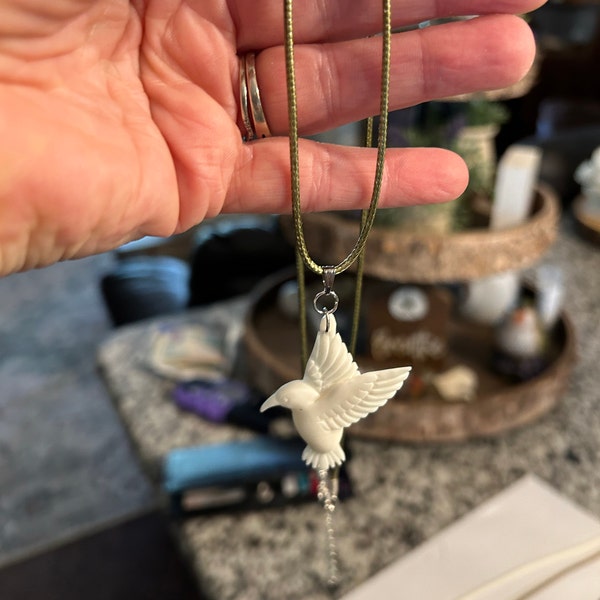 SALE Gorgeous Hand Carved Flying Dove, Flat Backed Buffalo Bone Carving ...