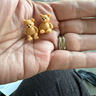 Tiny Teddy Bear Figurine Soft Plastic Stuffed Animal for Diorama or ...