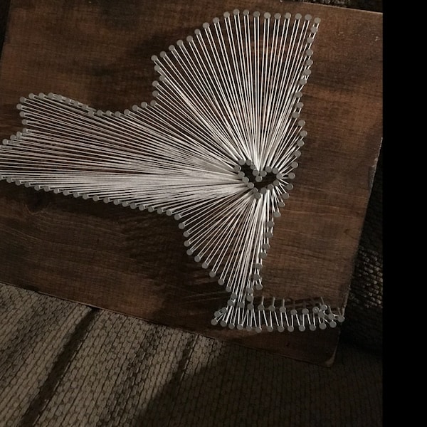 New York String Art, Rustic Wood State Sign, Custom Location - Etsy