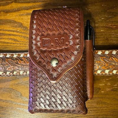 Leather Phone Case for Work Suspenders / Buffalo Leather Holster ...