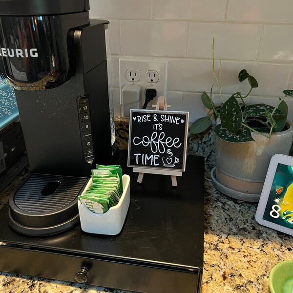 Coffee Bar Ceramic Tile Sign With Easel, Rise and Shine It's Coffee ...