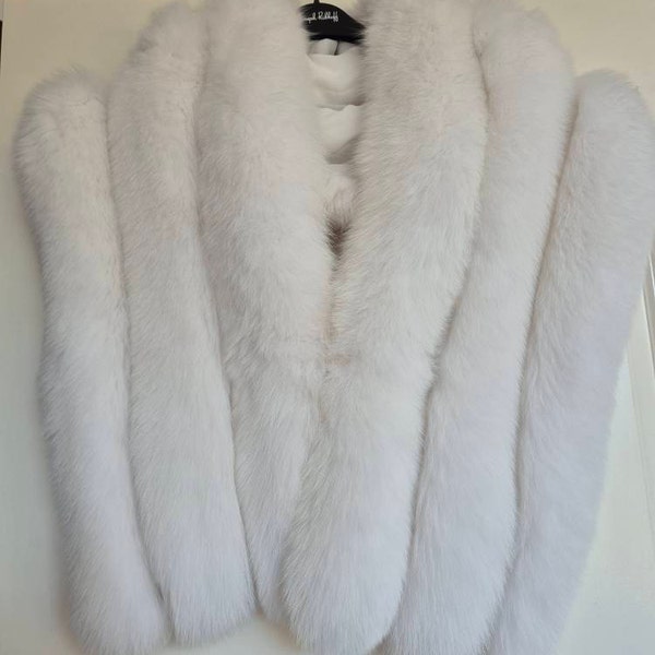 White Fur Wrap Fox Fur Stole Fox Fur Shawl Bridal Wrap Bridal Cape ...