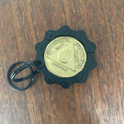 Display AA Chip Holder Keychain Crafted Bicycle Chain Alcoholics ...