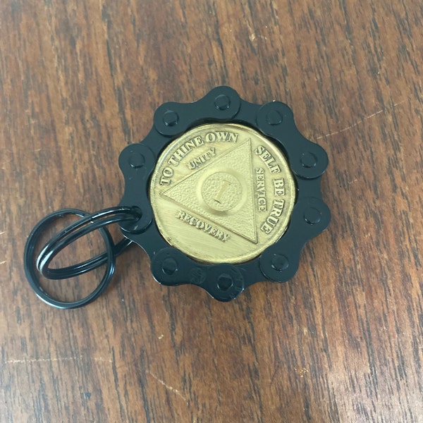 Display Your AA Chip Keychain Crafted Bicycle Chain Alcoholics ...