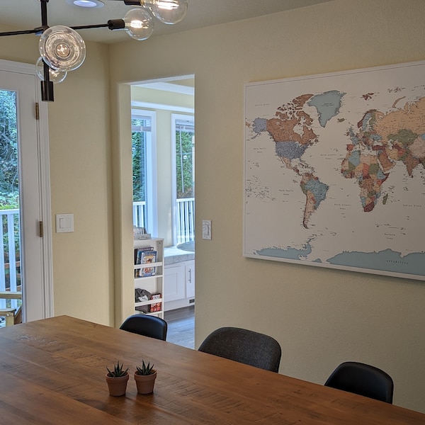 World Map Pin Board With Cities, Push Pin Canvas to Mark Where You Have ...