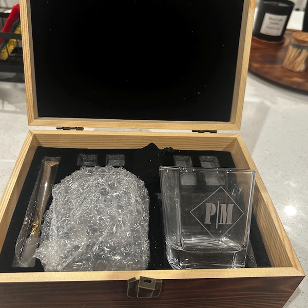 Signature Custom Whiskey Box and Glass Set, Men's Christmas Gift ...