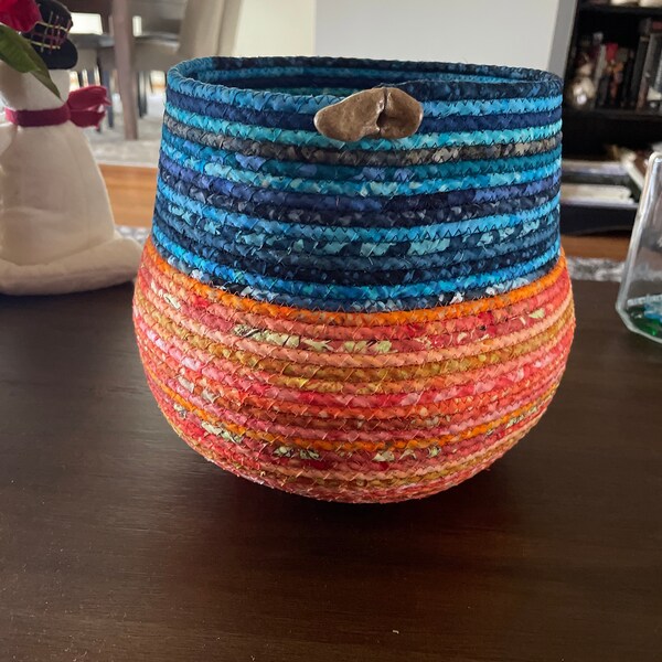 Handmade Coiled Rope Sea Turtle Basket With Lid, Beach Theme Storage ...