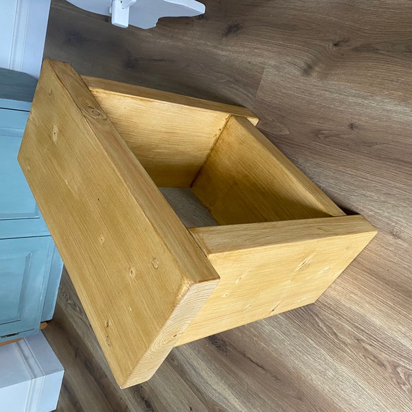 Solid Wooden Side End Table Rustic Oak Finish - Etsy UK