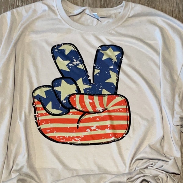 Vintage Patriotic Peace Hand Sign PNG Sublimation Design | American ...