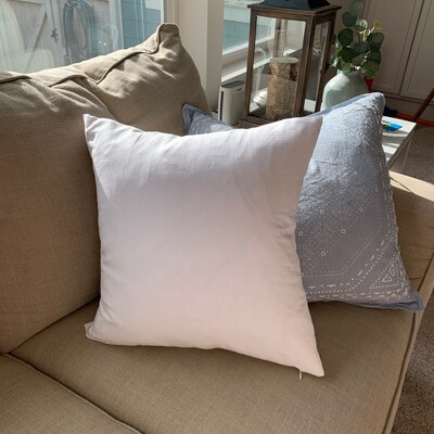 White Washed Linen Pillow Cover, Handmade White Linen Decorative ...