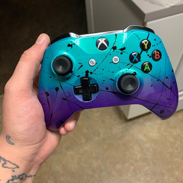 Teal & Purple Hand Airbrushed Wireless Xbox Series X/S Xbox One Custom ...