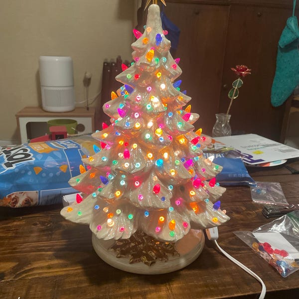 Handcrafted Light up Ceramic Christmas Tree With Gold Accent - Etsy