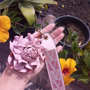 Bag Charm Leather Flower Rose RED Rose Bag Clip Real - Etsy