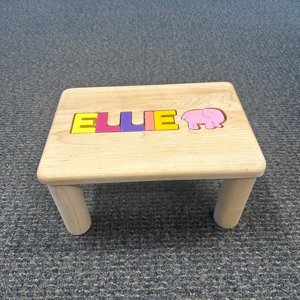 Kids Name Puzzle Bench, Personalized Puzzle Name Bench Wooden, Toddler ...
