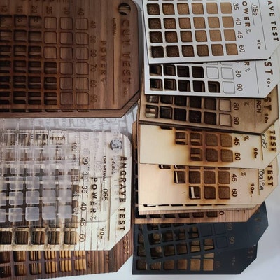 Laser Cutting & Engraving Test Cards, Versions for 5w, 10w, 20w, 40w ...