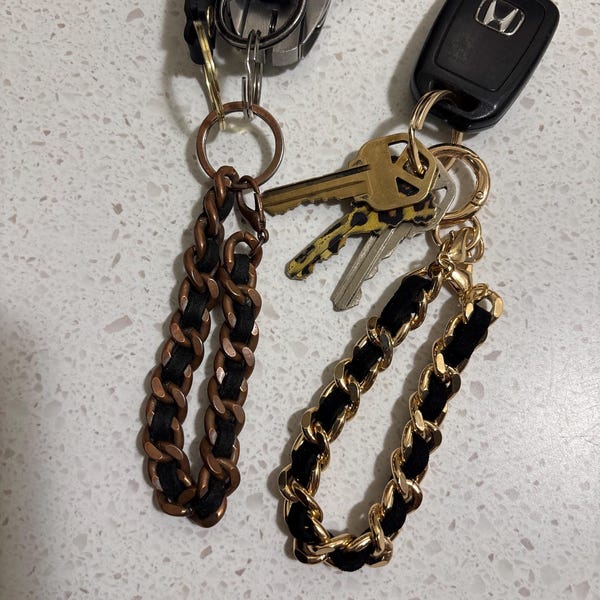 Suede Metal Chain Key Chain / Bracelet, Key Chain, Key Ring Bracelet ...